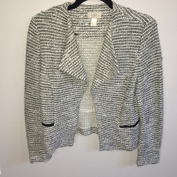 LOFT | Jackets & Coats | Loft Black And White Tweed Jacket Size Mp ...